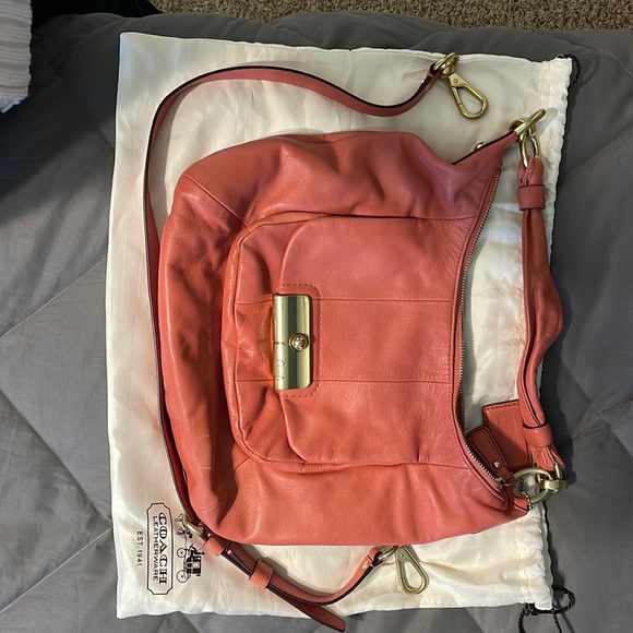 Coach | Bags | Coach Leather Peach Purse With Shoulder Strap | Poshmark